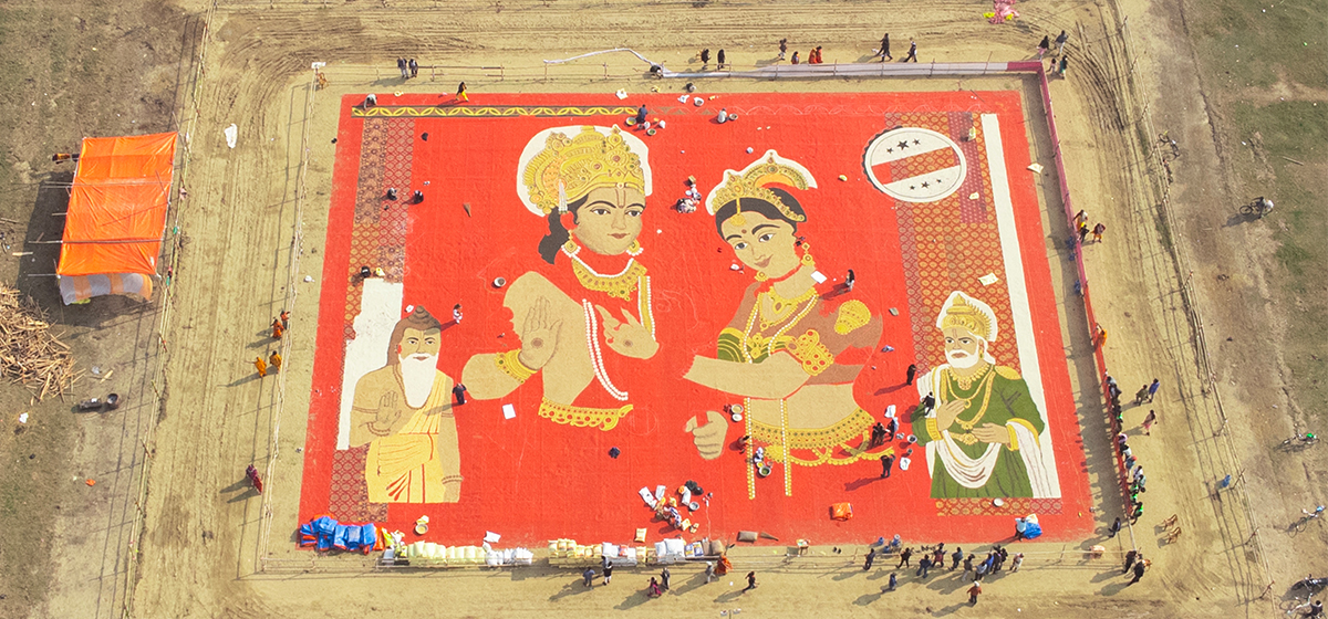 जनकपुरमा १ सय १ क्विन्टल अन्नबाट निर्माण गरियो सीतारामको प्रतिमा ...